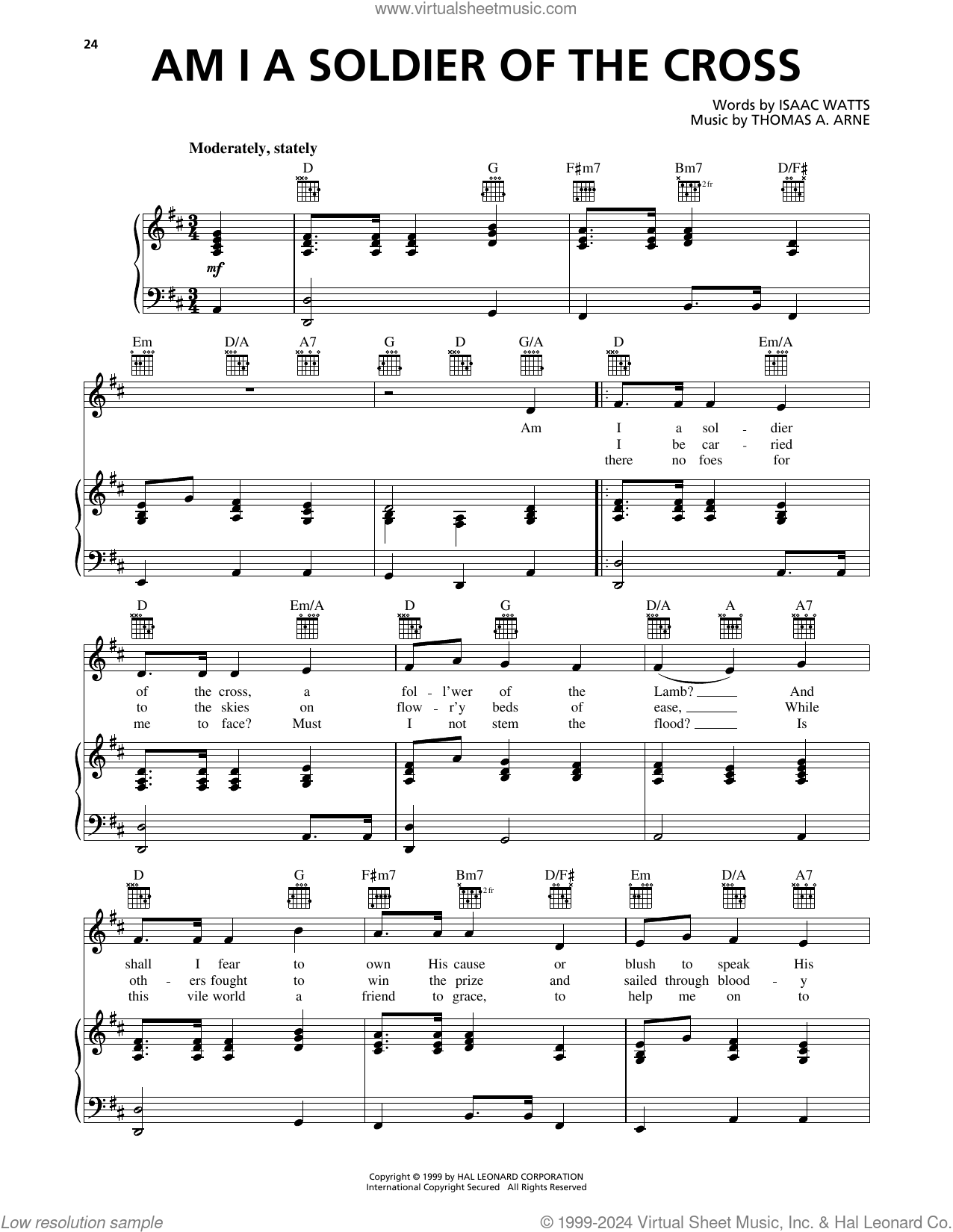 Am I A Soldier Of The Cross sheet music for voice, piano or guitar