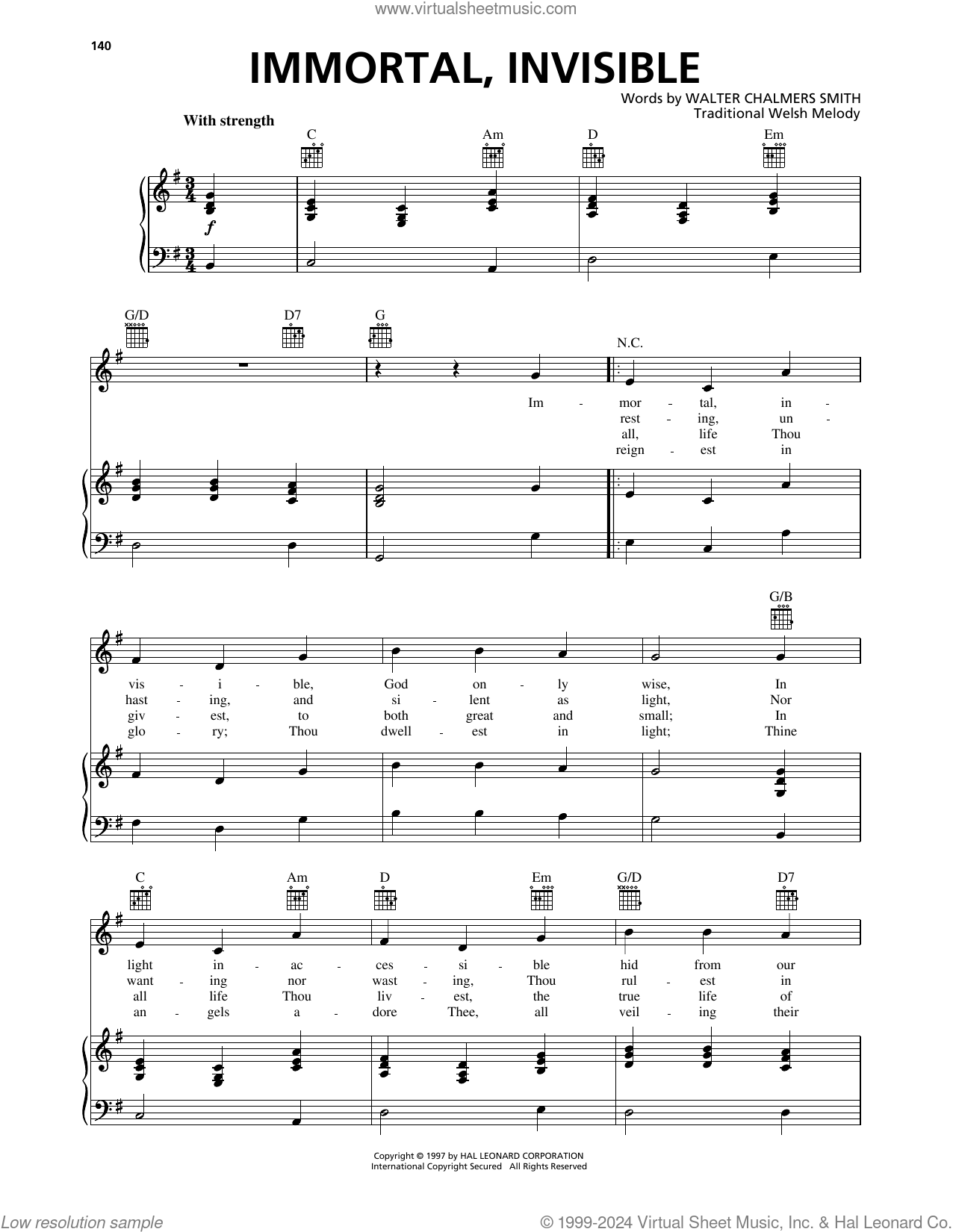 Immortal, Invisible sheet music for voice, piano or guitar (PDF)