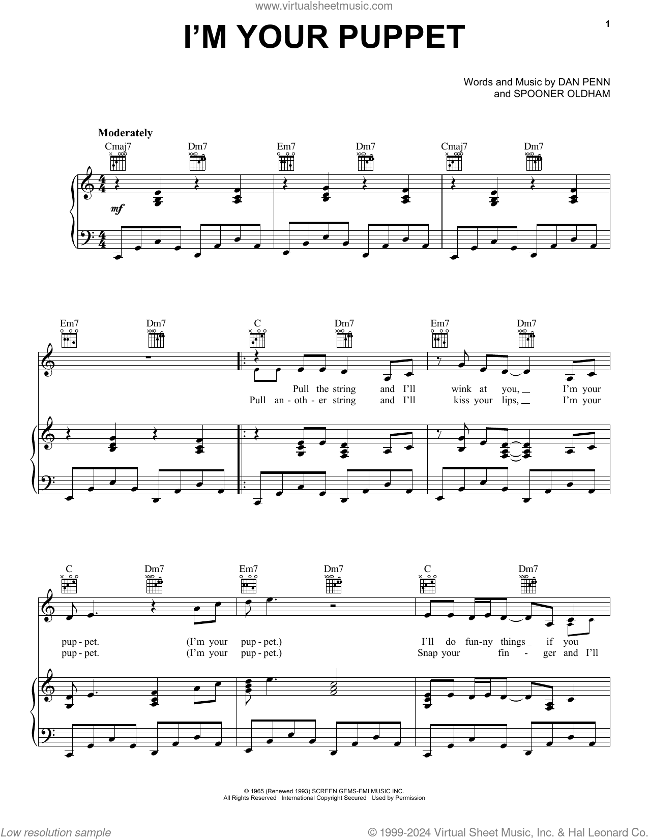 I'm Your Puppet sheet music for voice, piano or guitar (PDF)