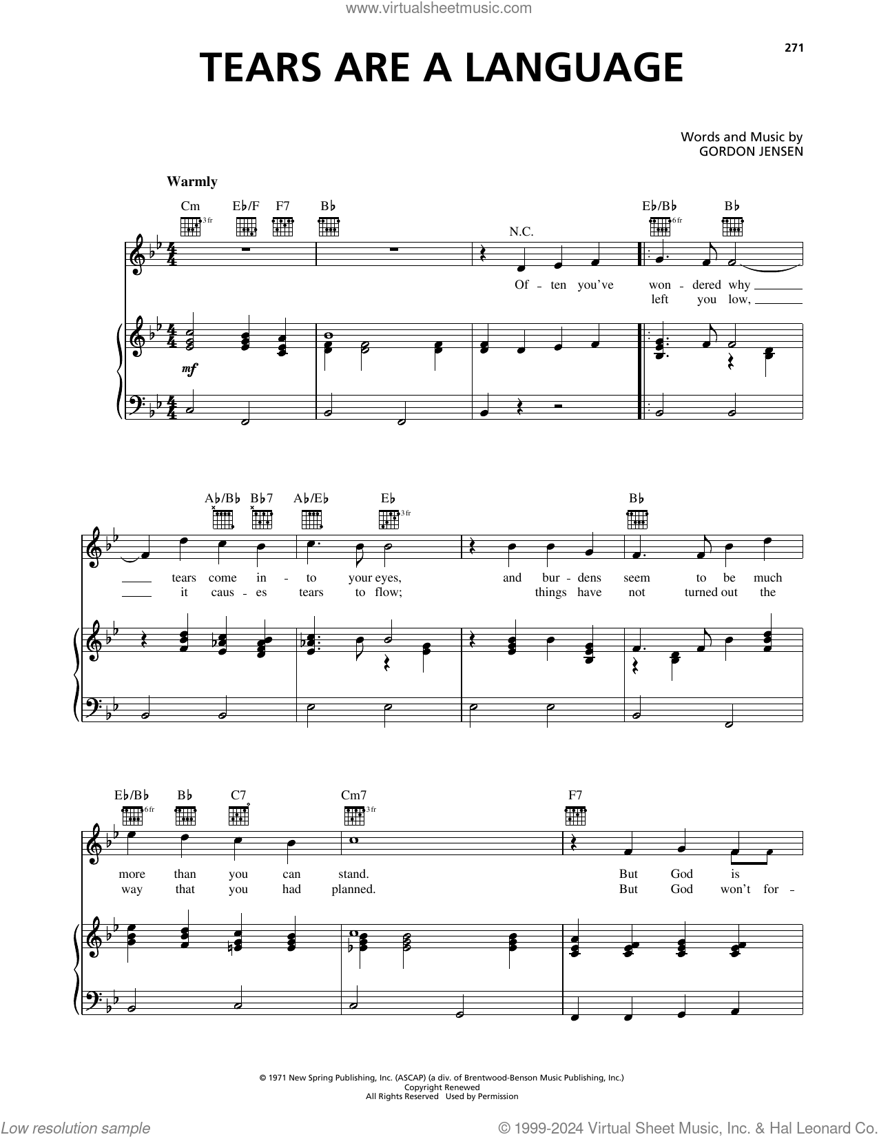 Tears Are A Language sheet music for voice, piano or guitar (PDF)