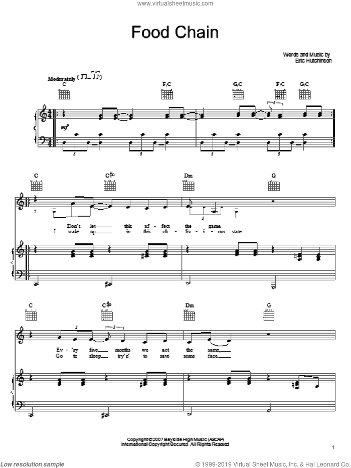 Food Chain sheet music for voice, piano or guitar (PDF)