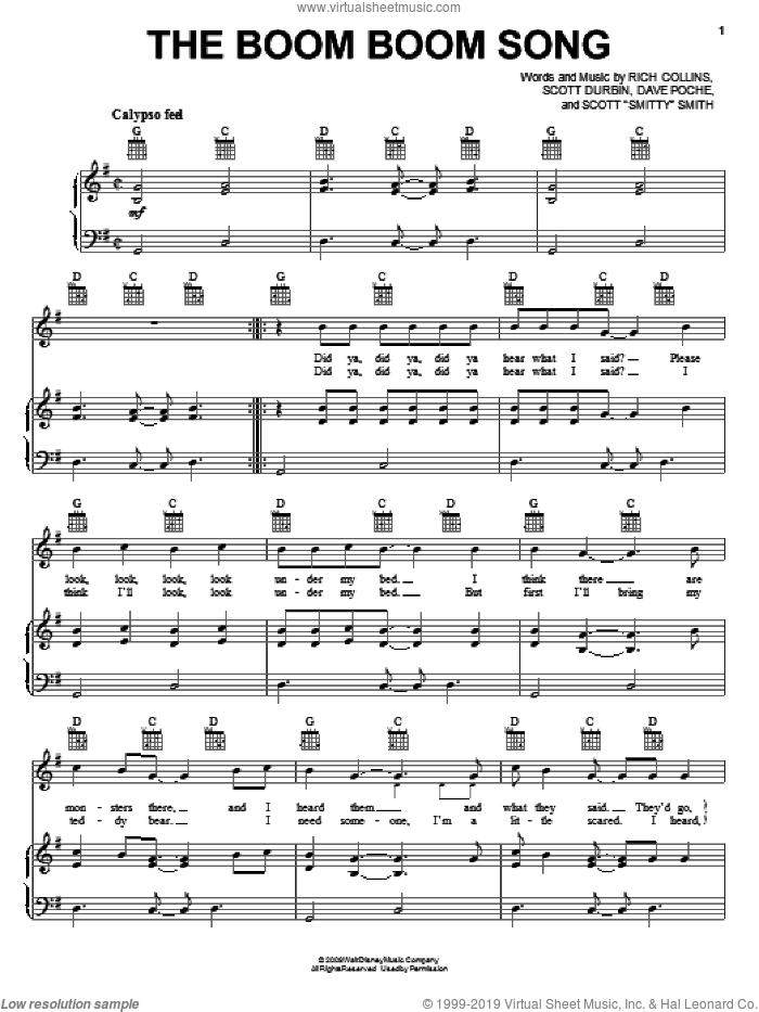 The Boom Boom Song sheet music for voice, piano or guitar (PDF)