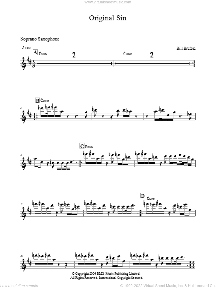 Original Sin sheet music for soprano saxophone solo (PDF)