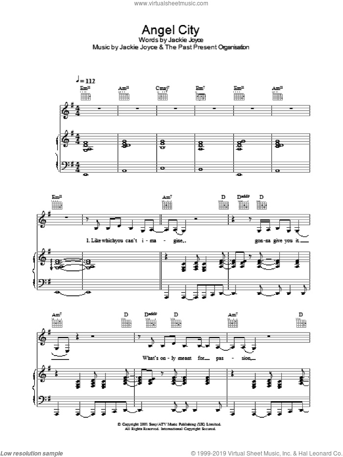 Angel City sheet music for voice, piano or guitar (PDF)