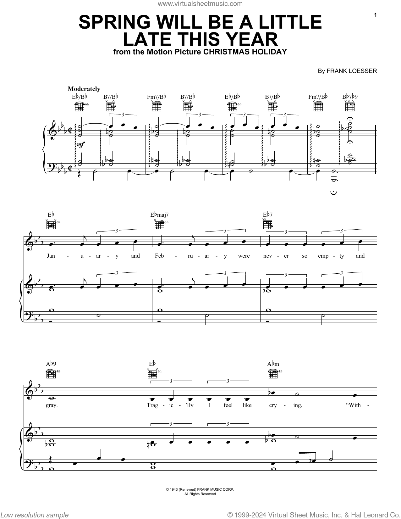 Spring Will Be A Little Late This Year sheet music for voice, piano or ...