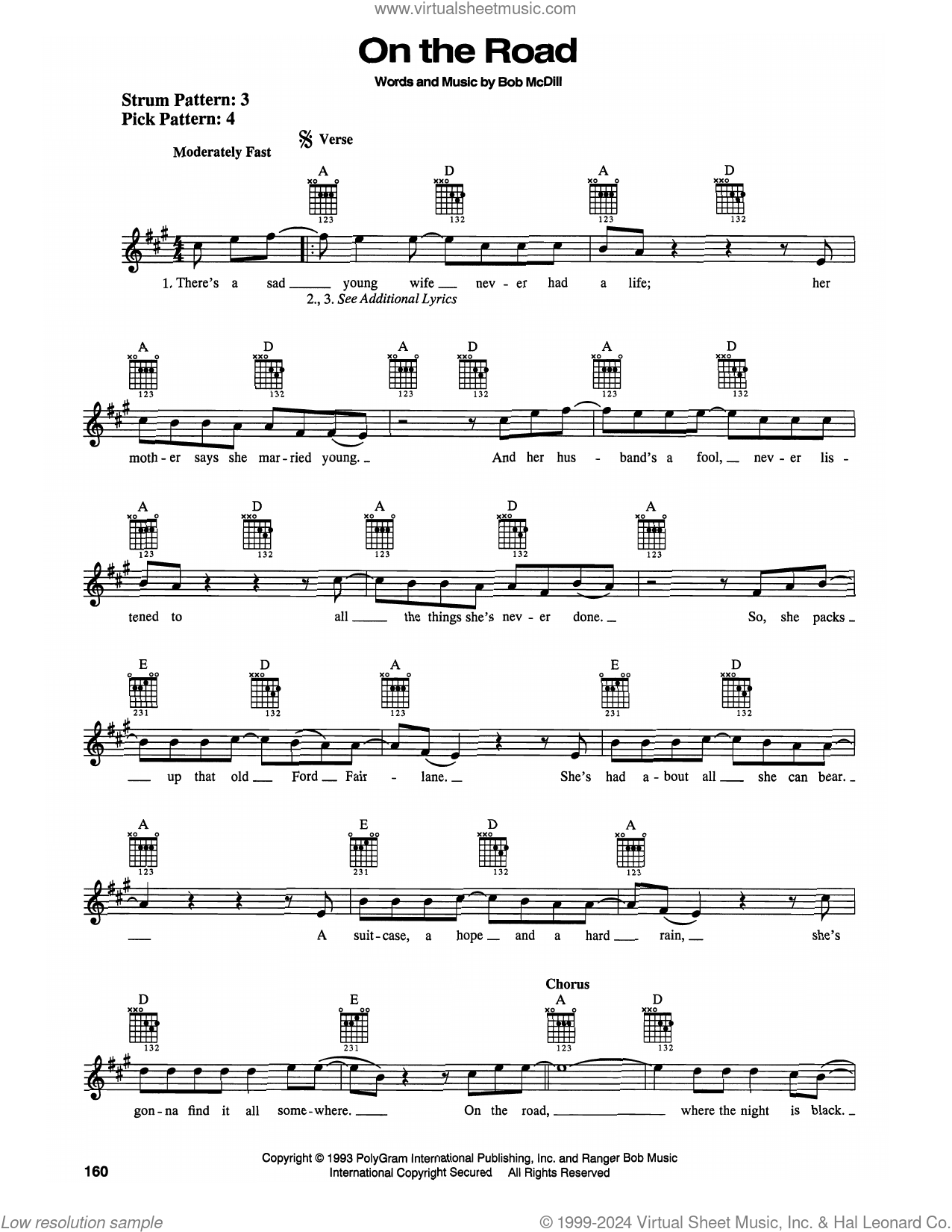 On The Road sheet music for guitar solo (chords) (PDF)