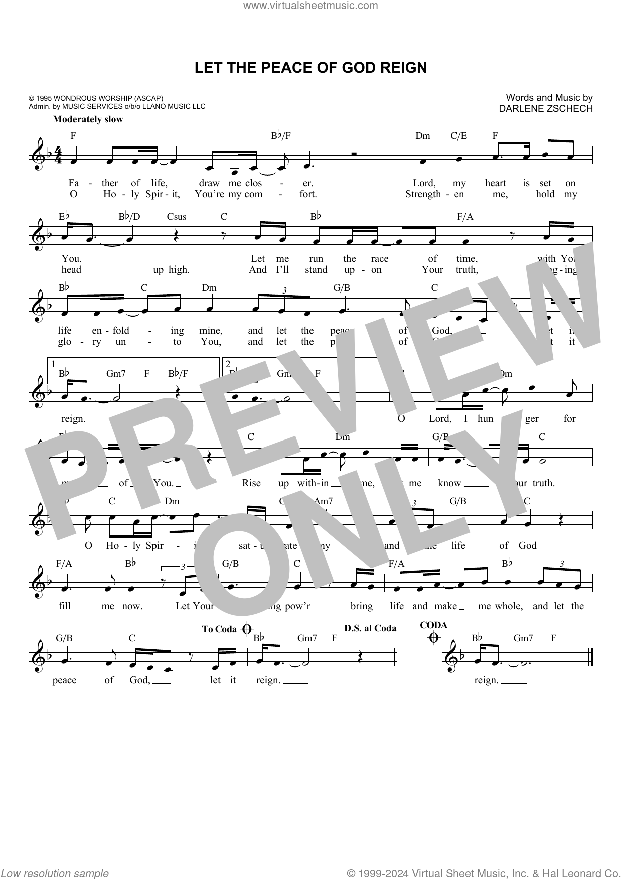 Let The Peace Of God Reign sheet music (fake book) (PDF)