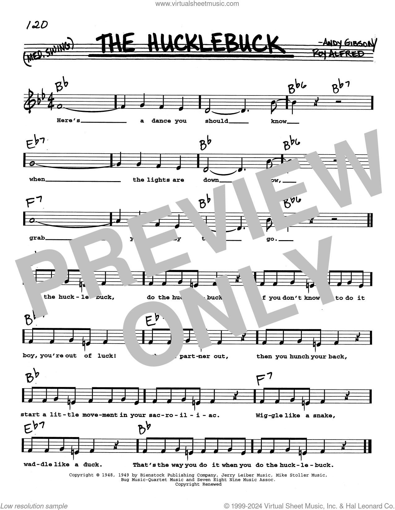 The Hucklebuck (Low Voice) sheet music (real book with lyrics)