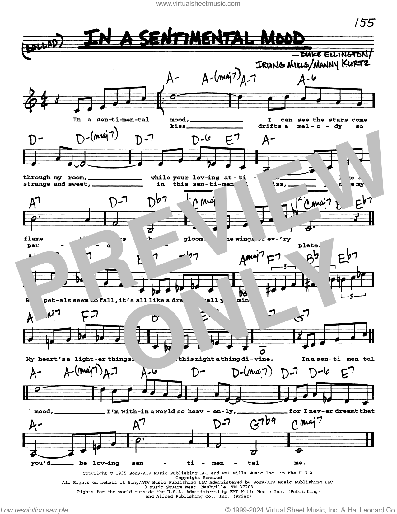 In A Sentimental Mood (Low Voice) sheet music (real book with lyrics)