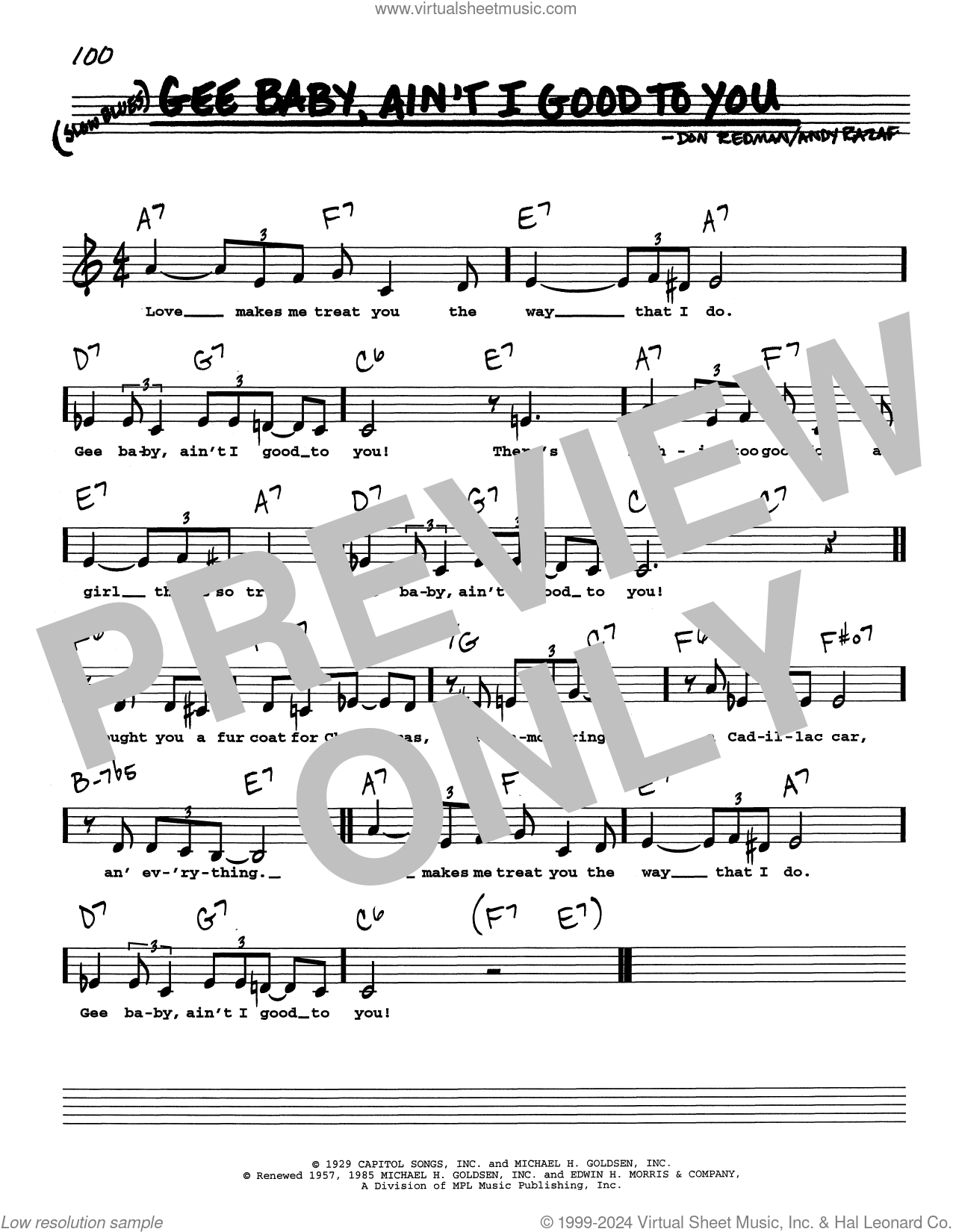Gee Baby, Ain't I Good To You (Low Voice) sheet music (real book with ...