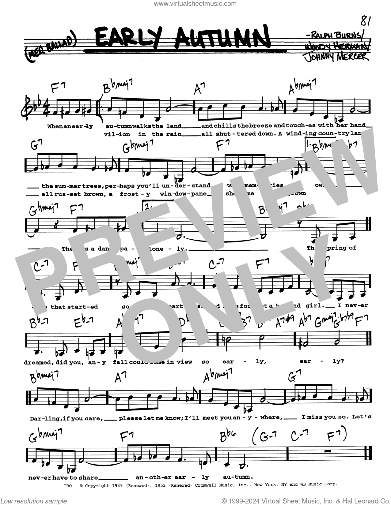 Early Autumn (Low Voice) sheet music (real book with lyrics)