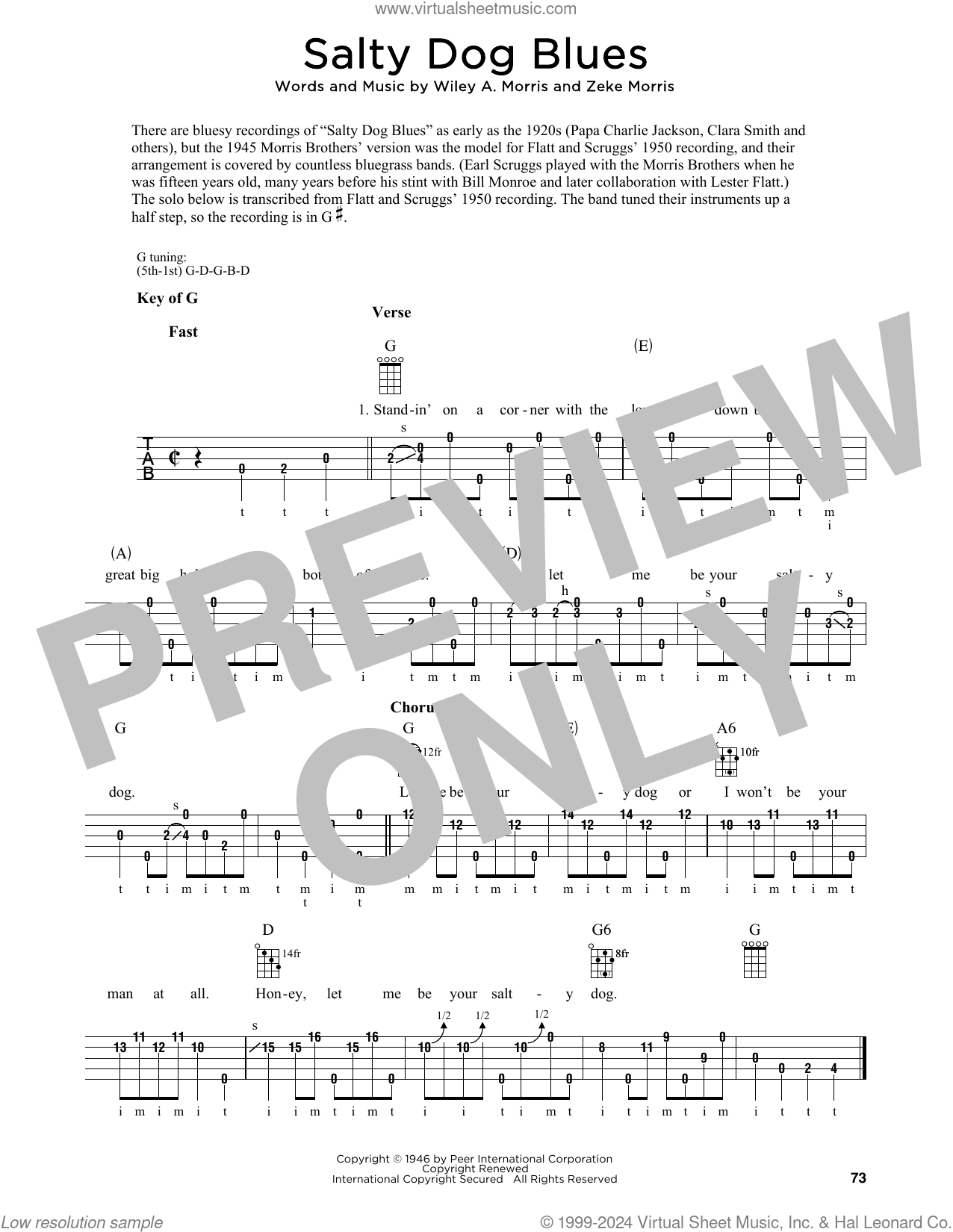 Zeke Morris: Salty Dog Blues sheet music for banjo solo (PDF)