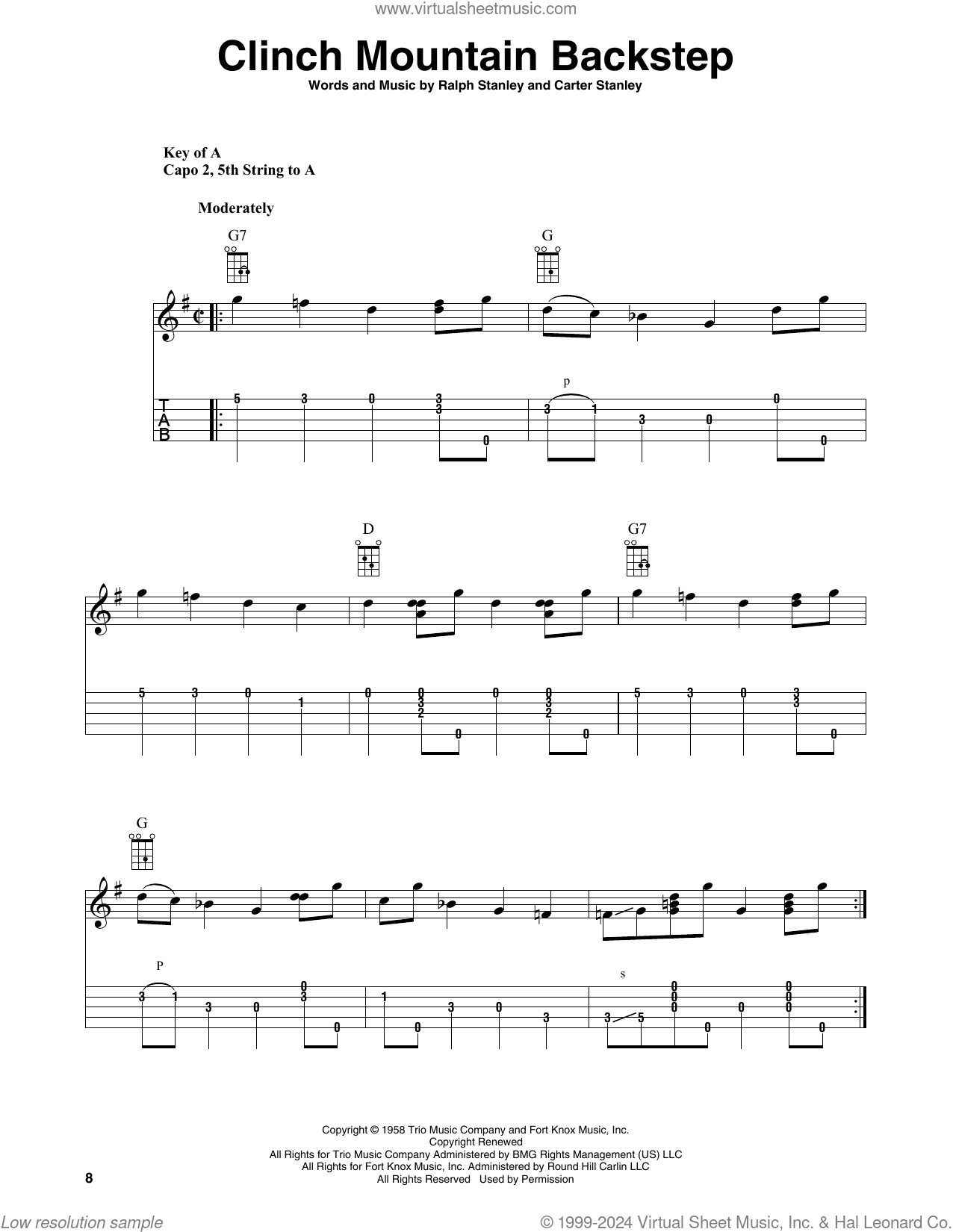 Clinch Mountain Backstep (arr. Fred Sokolow) sheet music for banjo solo v2