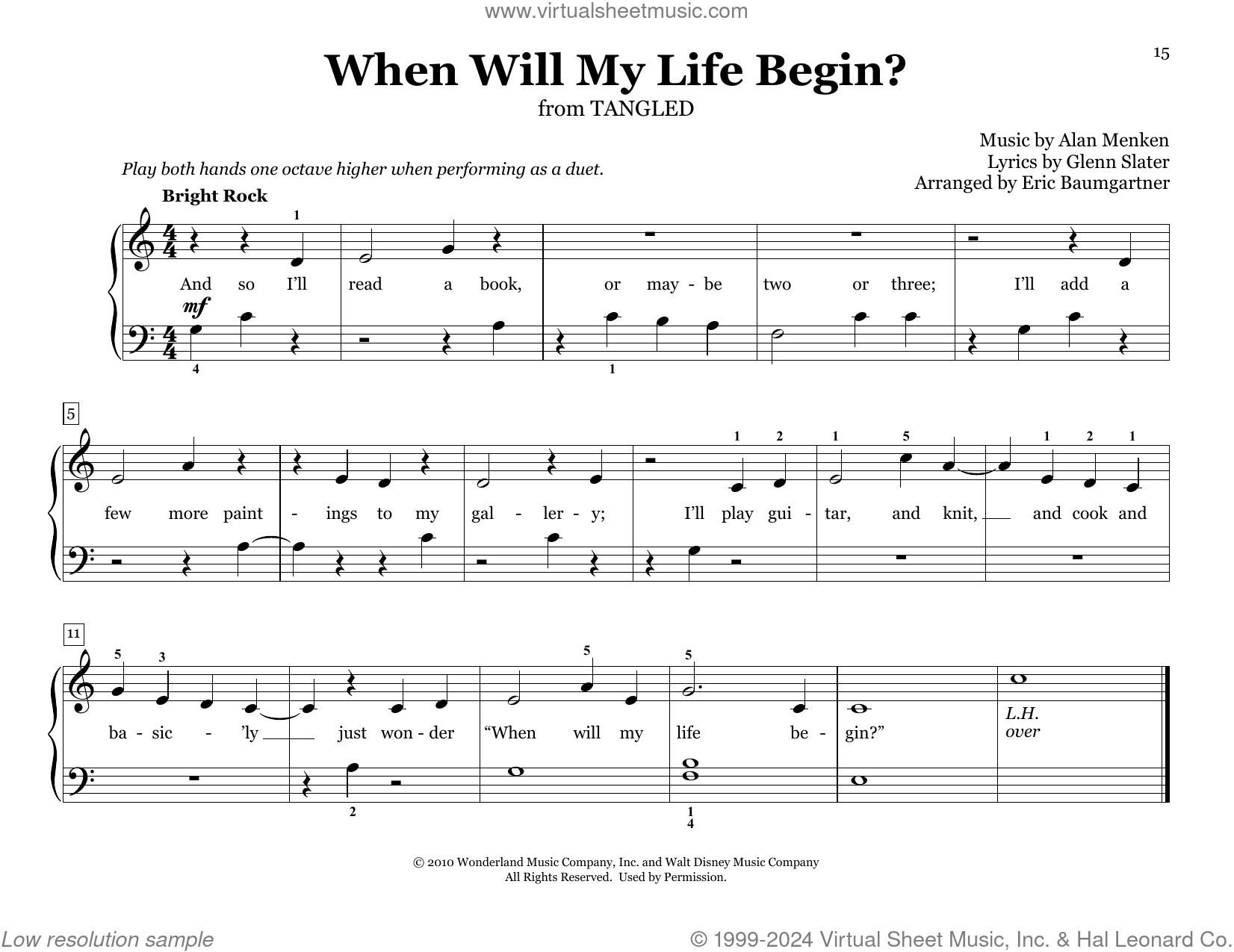 When Will My Life Begin? (from Tangled) (arr. Eric Baumgartner) sheet ...