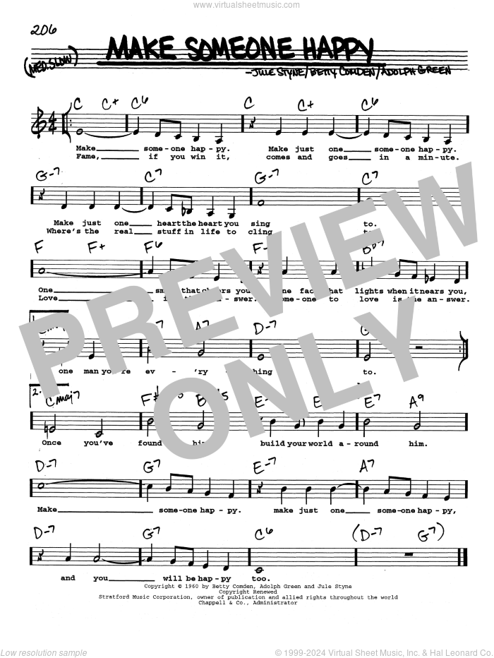 Make Someone Happy (Low Voice) sheet music (real book with lyrics)