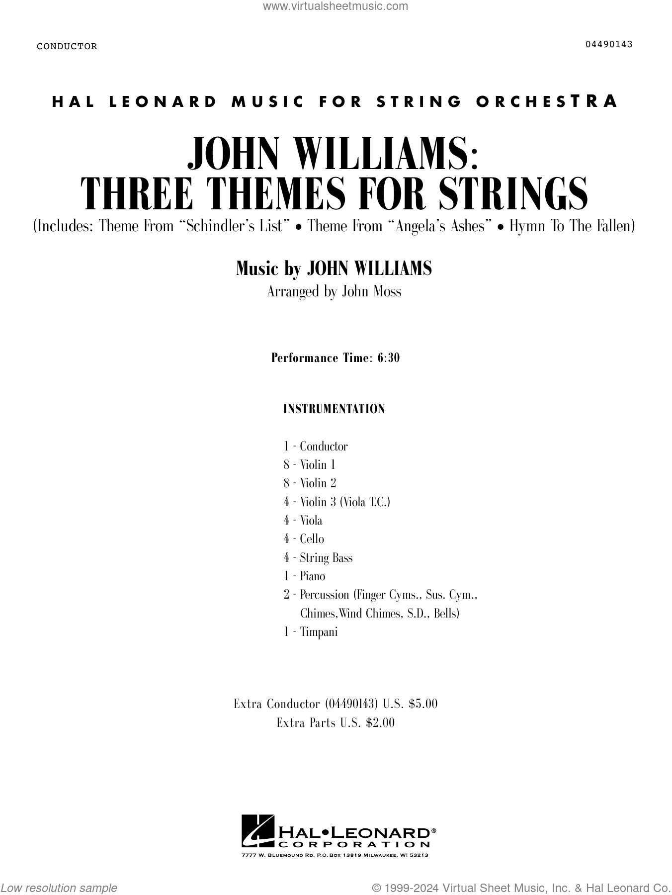 John Williams: Three Themes for Strings (arr. John Moss) sheet music ...