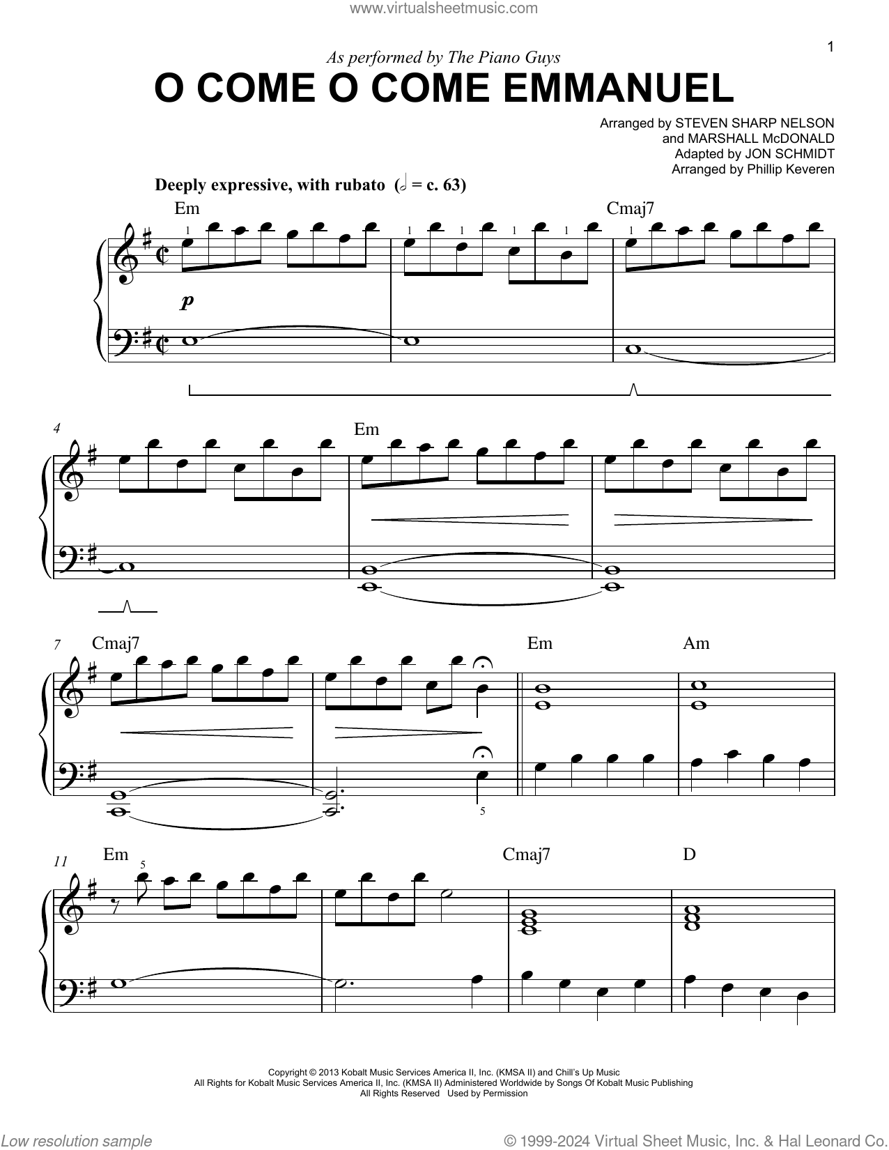 O Come O Come Emmanuel (arr. Phillip Keveren) sheet music for piano solo