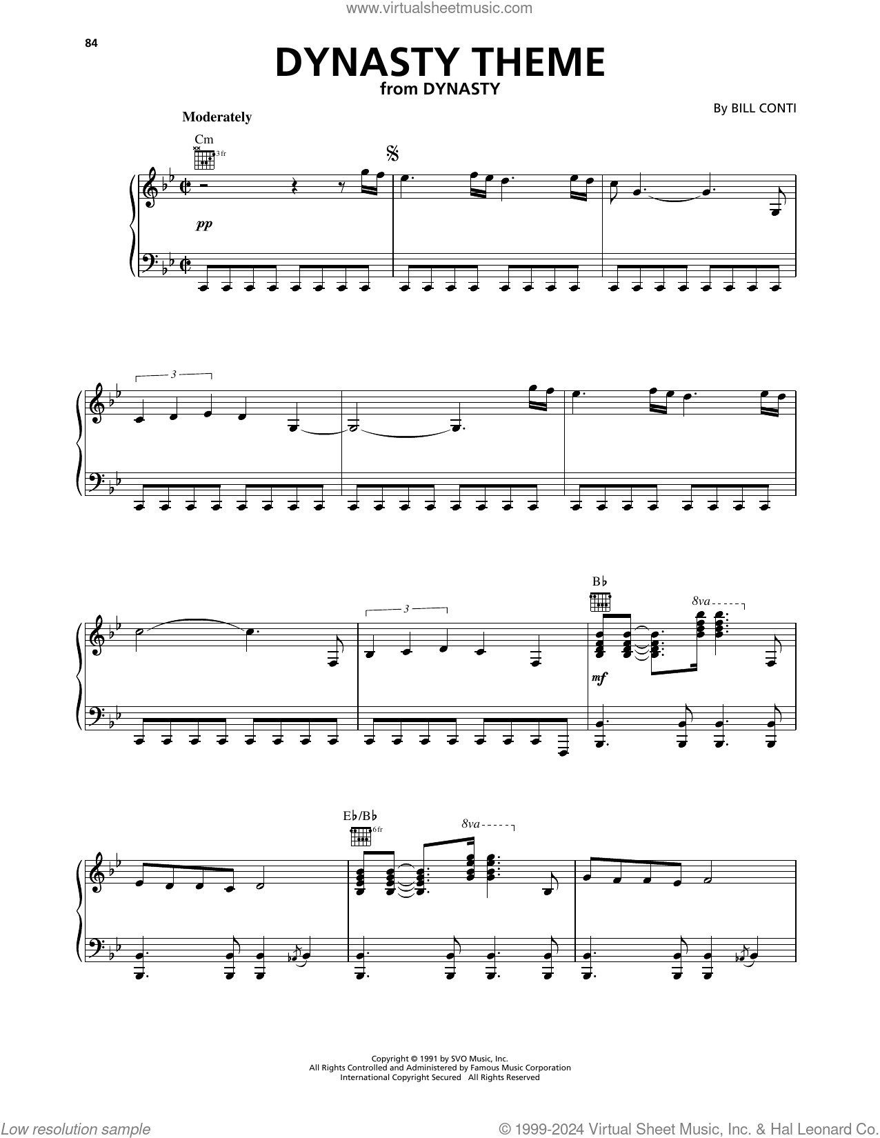 Dynasty Theme sheet music for piano solo (PDF)