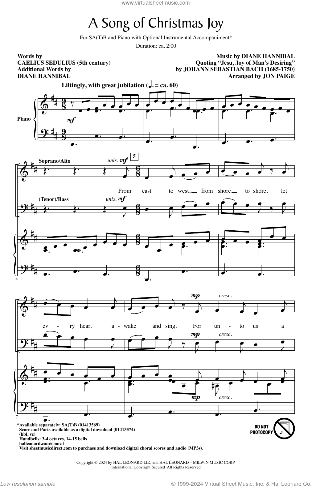 A Song Of Christmas Joy (arr. Jon Paige) sheet music for choir (sa(t)b)