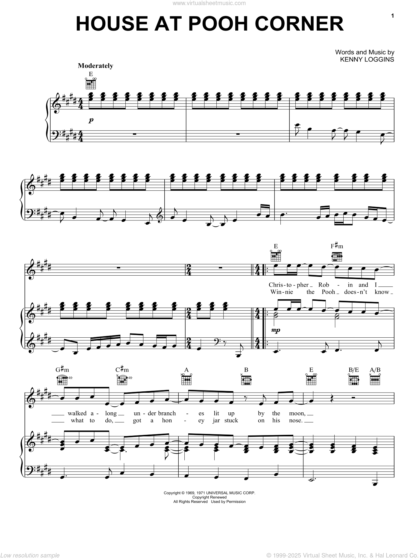 House At Pooh Corner sheet music for voice, piano or guitar (PDF)