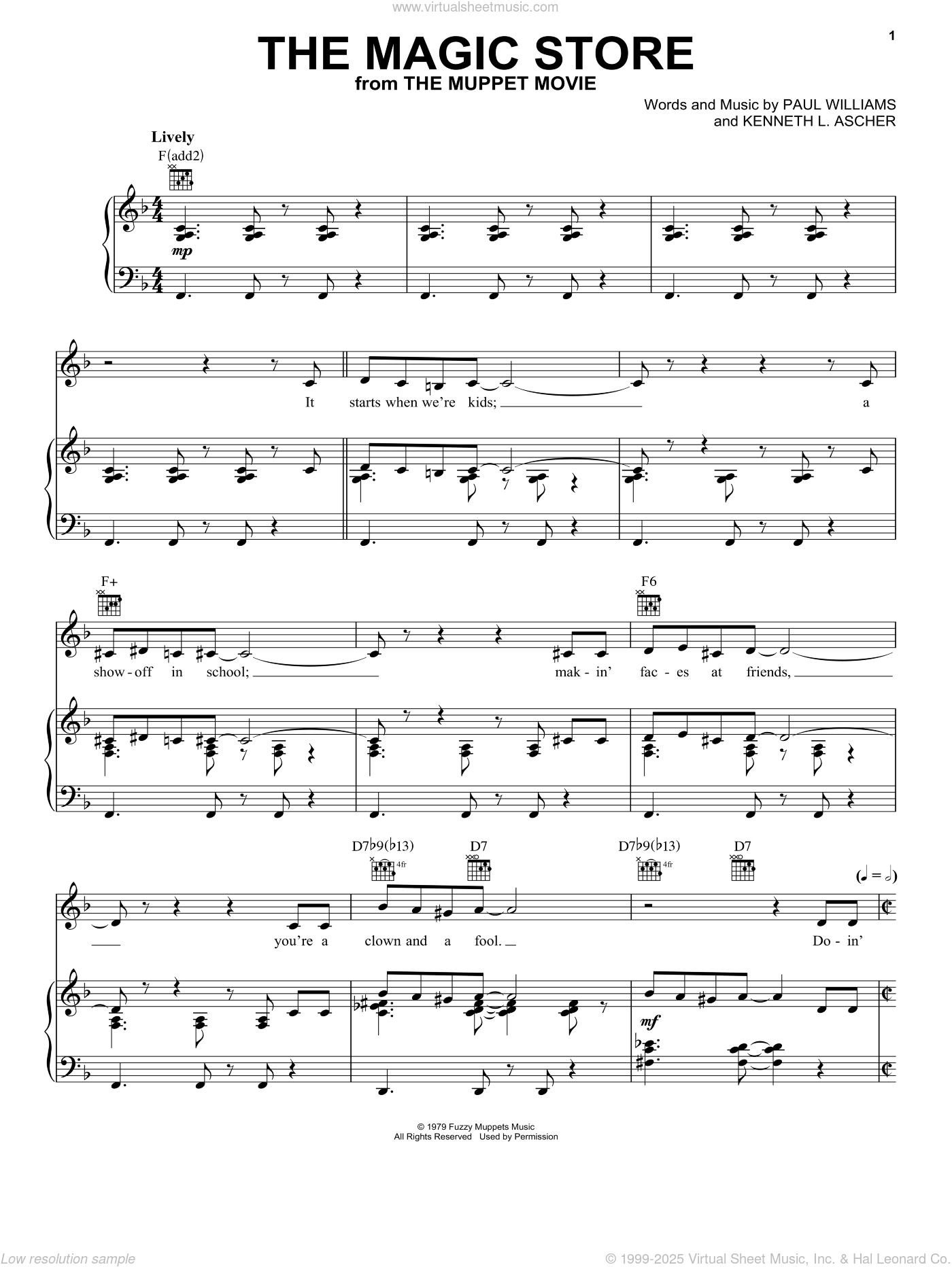 The Magic Store (from The Muppet Movie) sheet music for voice, piano or ...