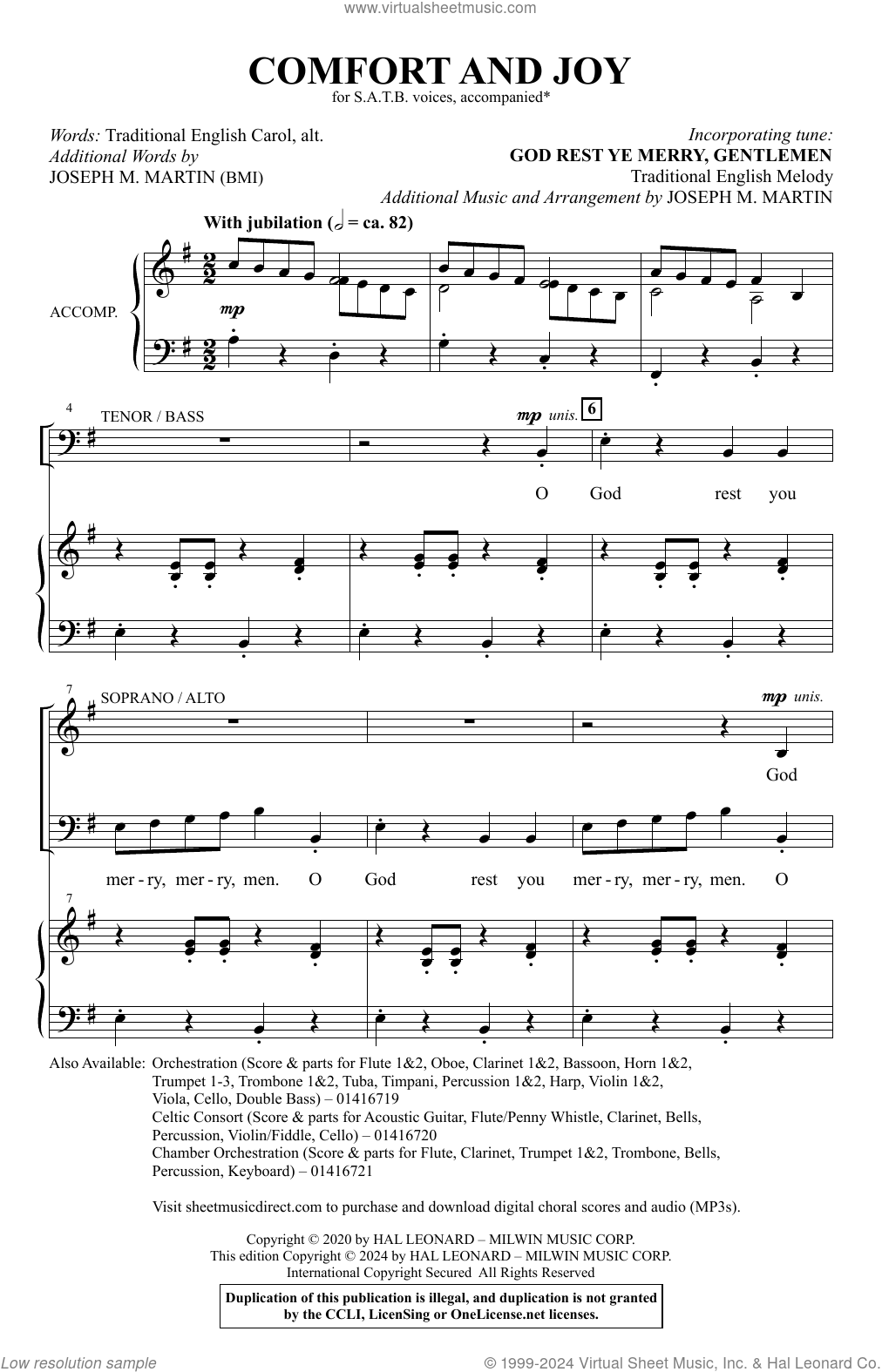 Comfort And Joy sheet music for choir (SATB: soprano, alto, tenor, bass)