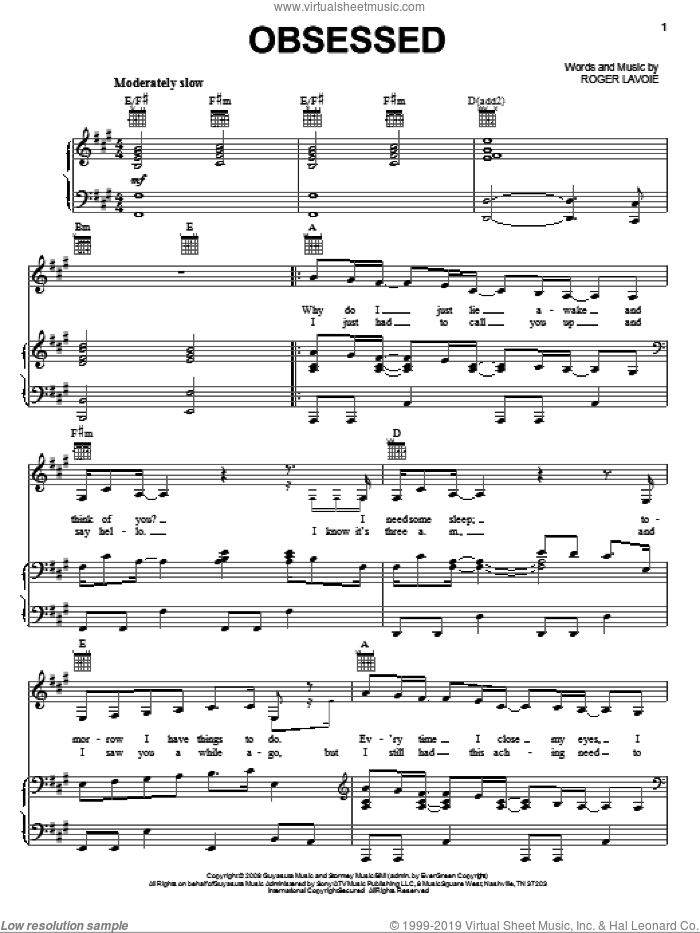 Miley Cyrus: Obsessed sheet music for voice, piano or guitar