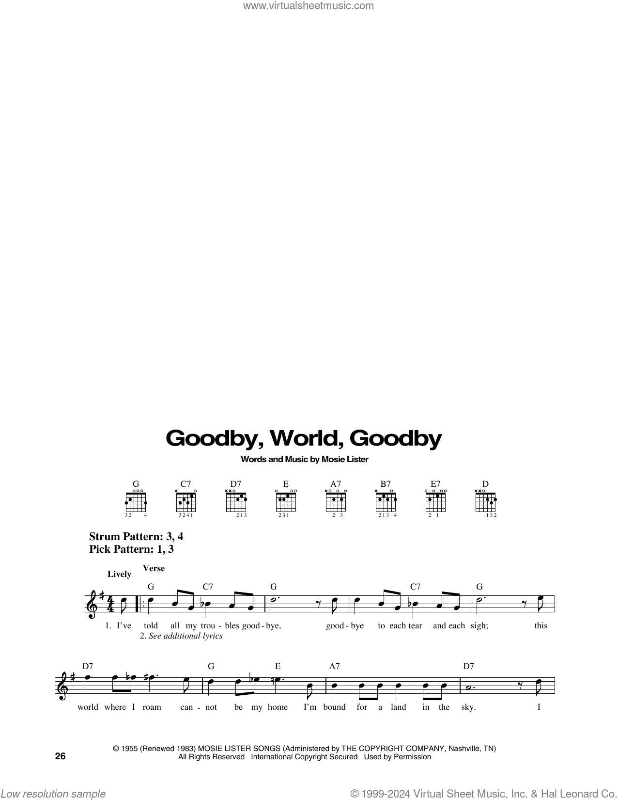 Goodbye World Goodbye sheet music for guitar solo (chords) (PDF)