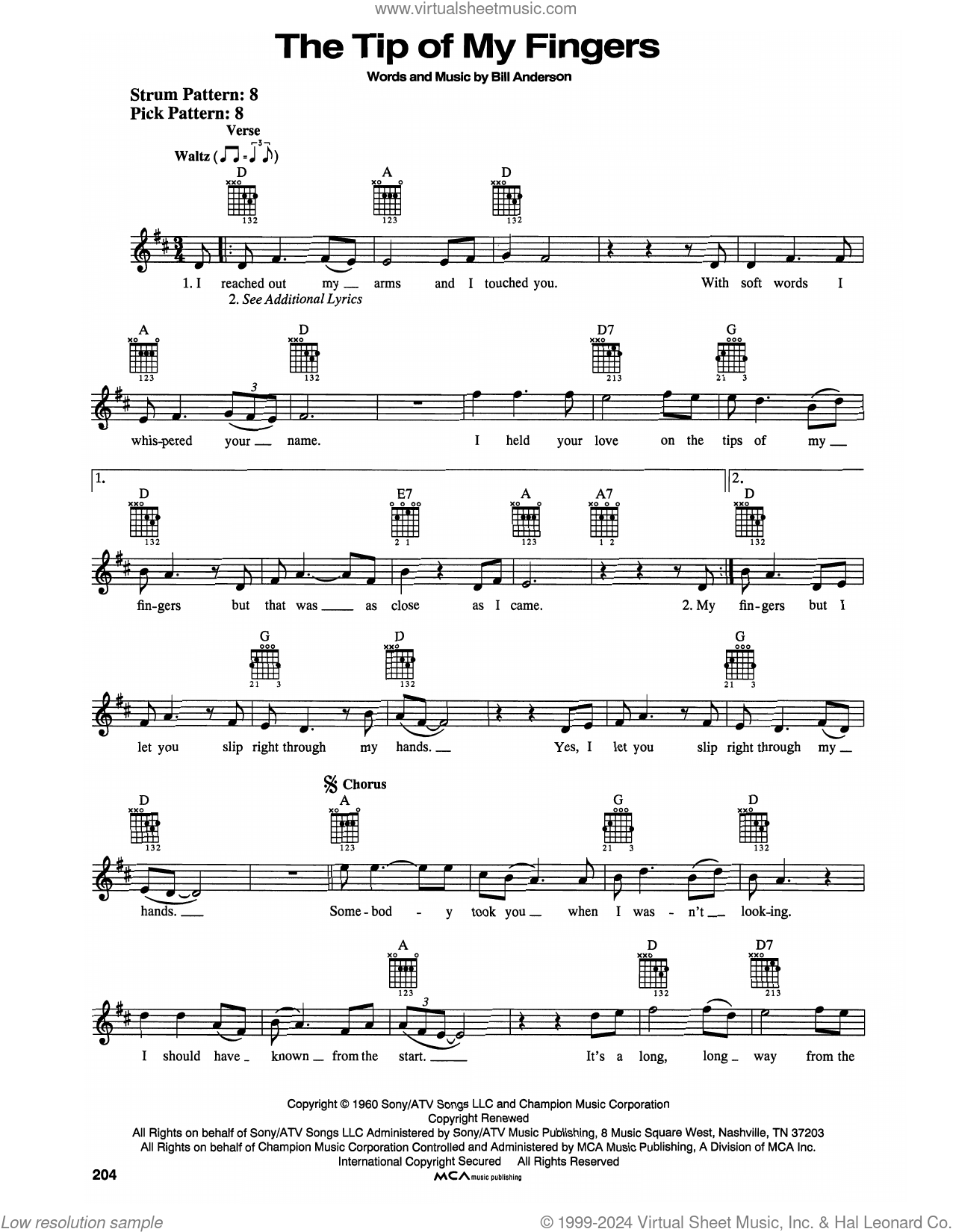 The Tip Of My Fingers sheet music for guitar solo (chords) (PDF)