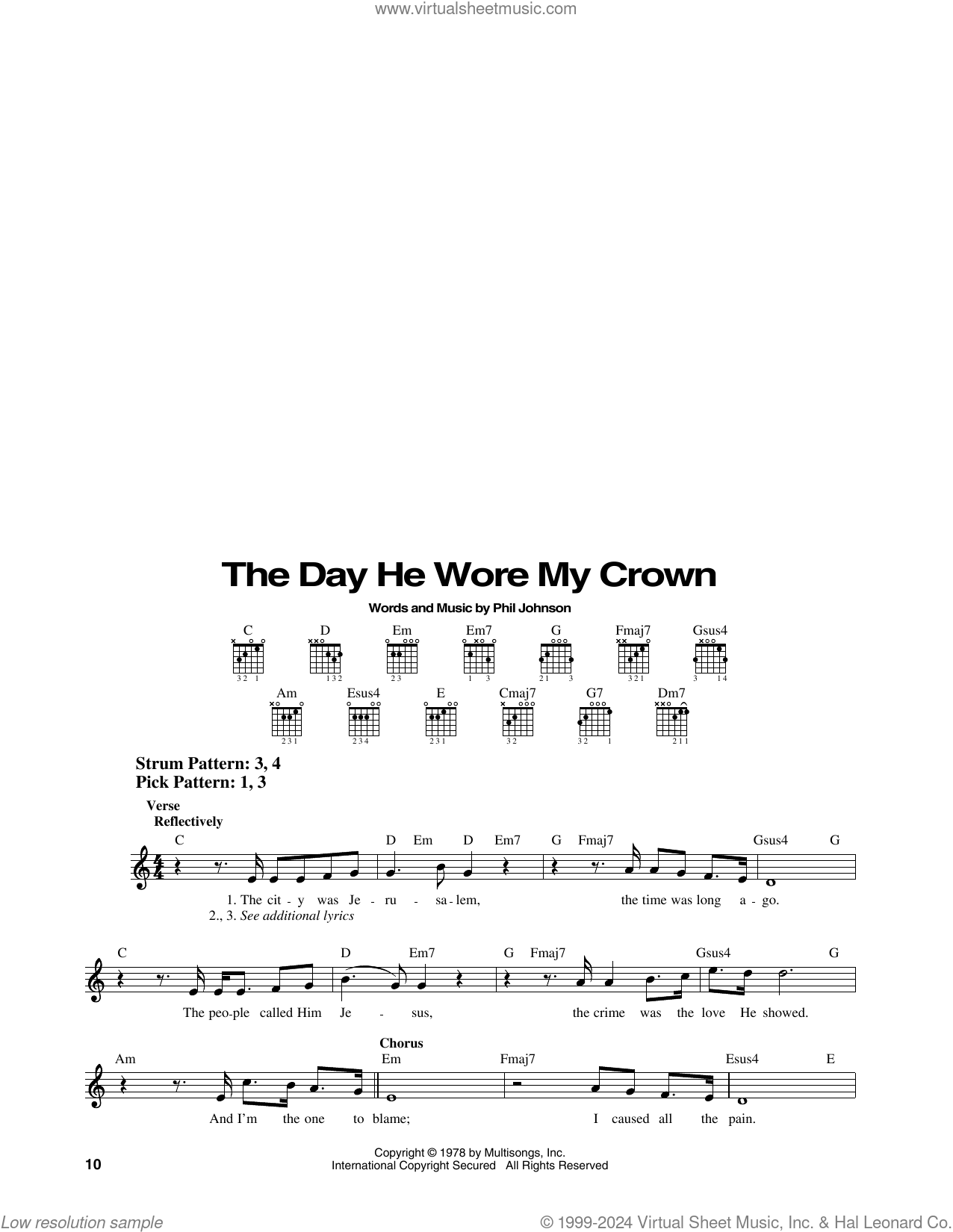 The Day He Wore My Crown sheet music for guitar solo (chords)
