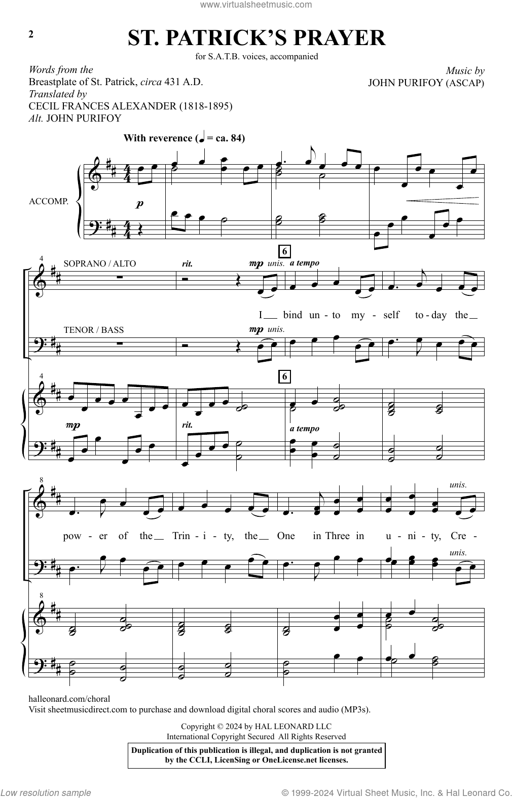 St. Patrick's Prayer sheet music for choir (SATB: soprano, alto, tenor ...