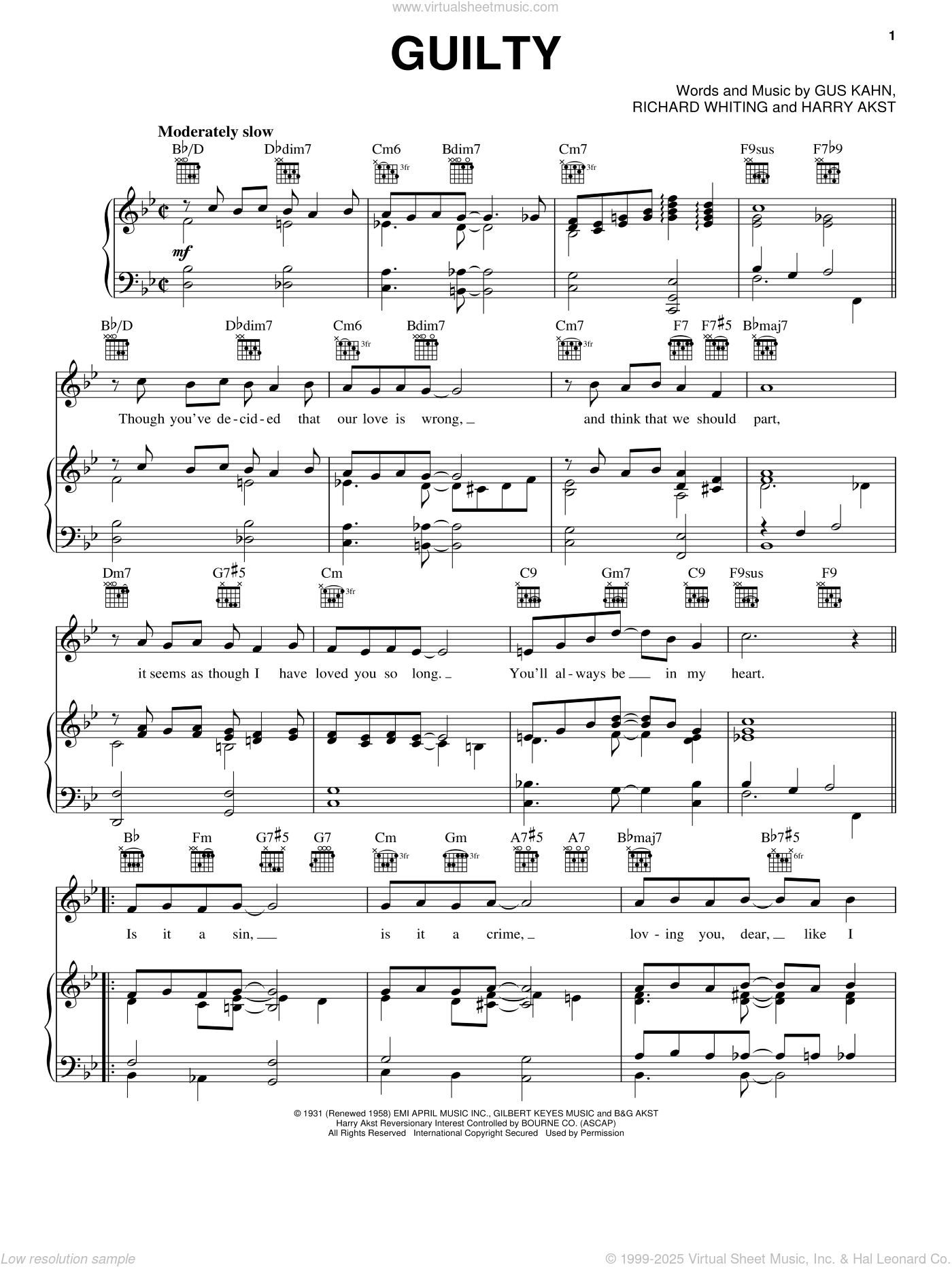 Margaret Whiting: Guilty sheet music for voice, piano or guitar