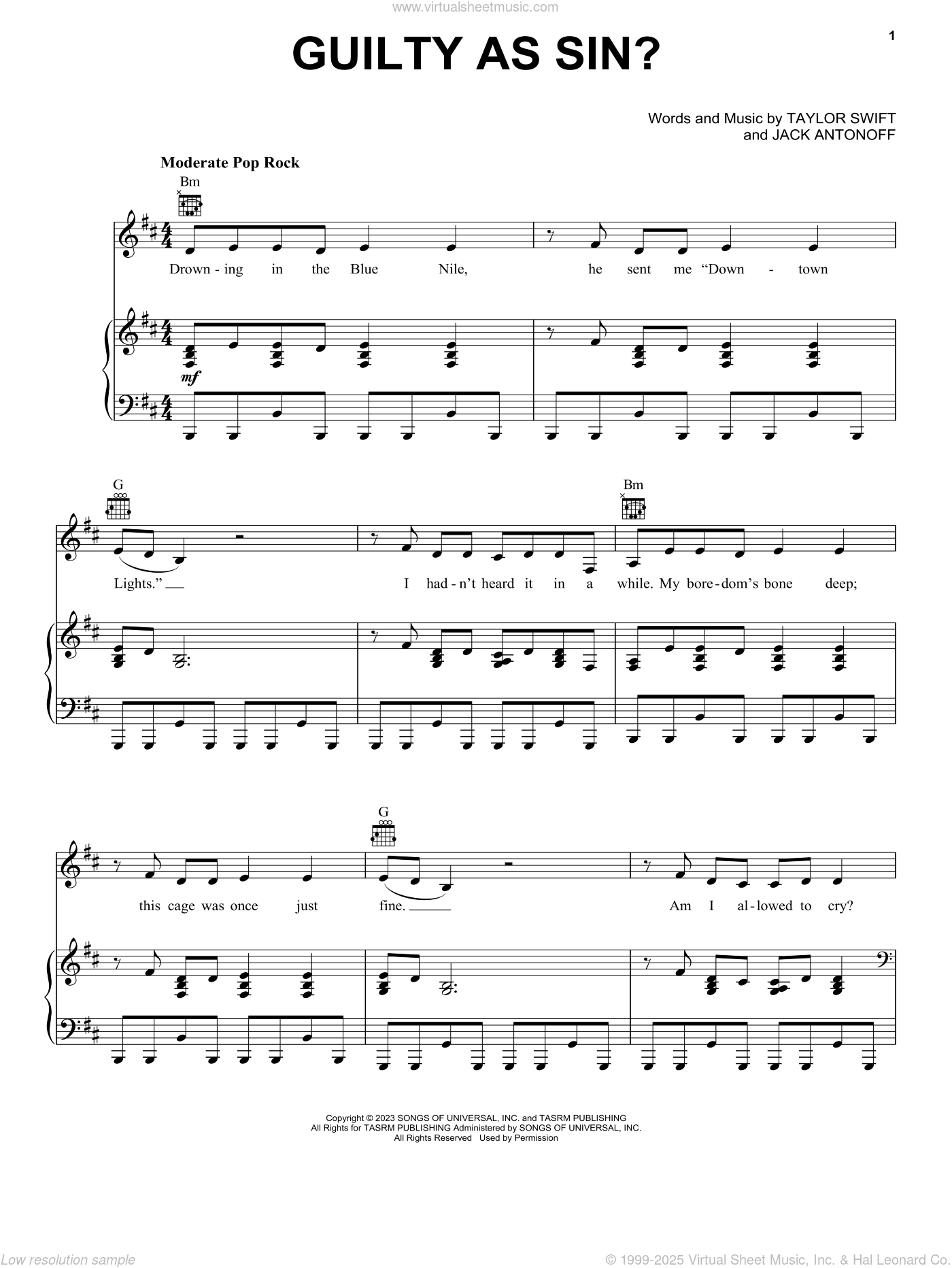 Guilty as Sin? sheet music for voice, piano or guitar (PDF)