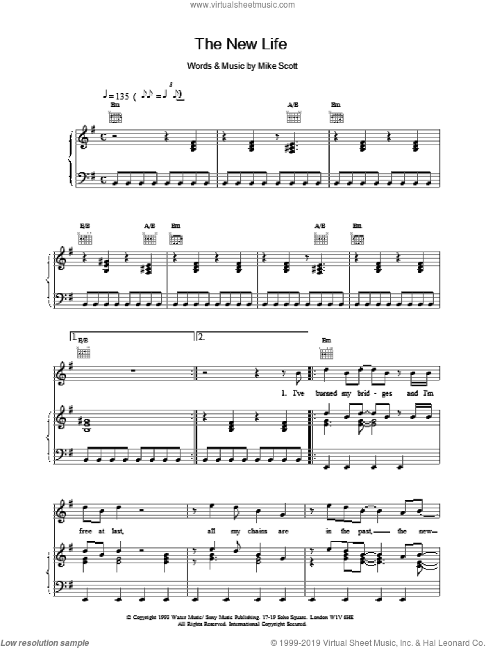 The New Life sheet music for voice, piano or guitar (PDF)