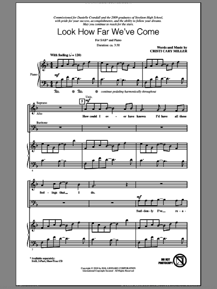 Look How Far We've Come sheet music for choir (SAB: soprano, alto, bass)