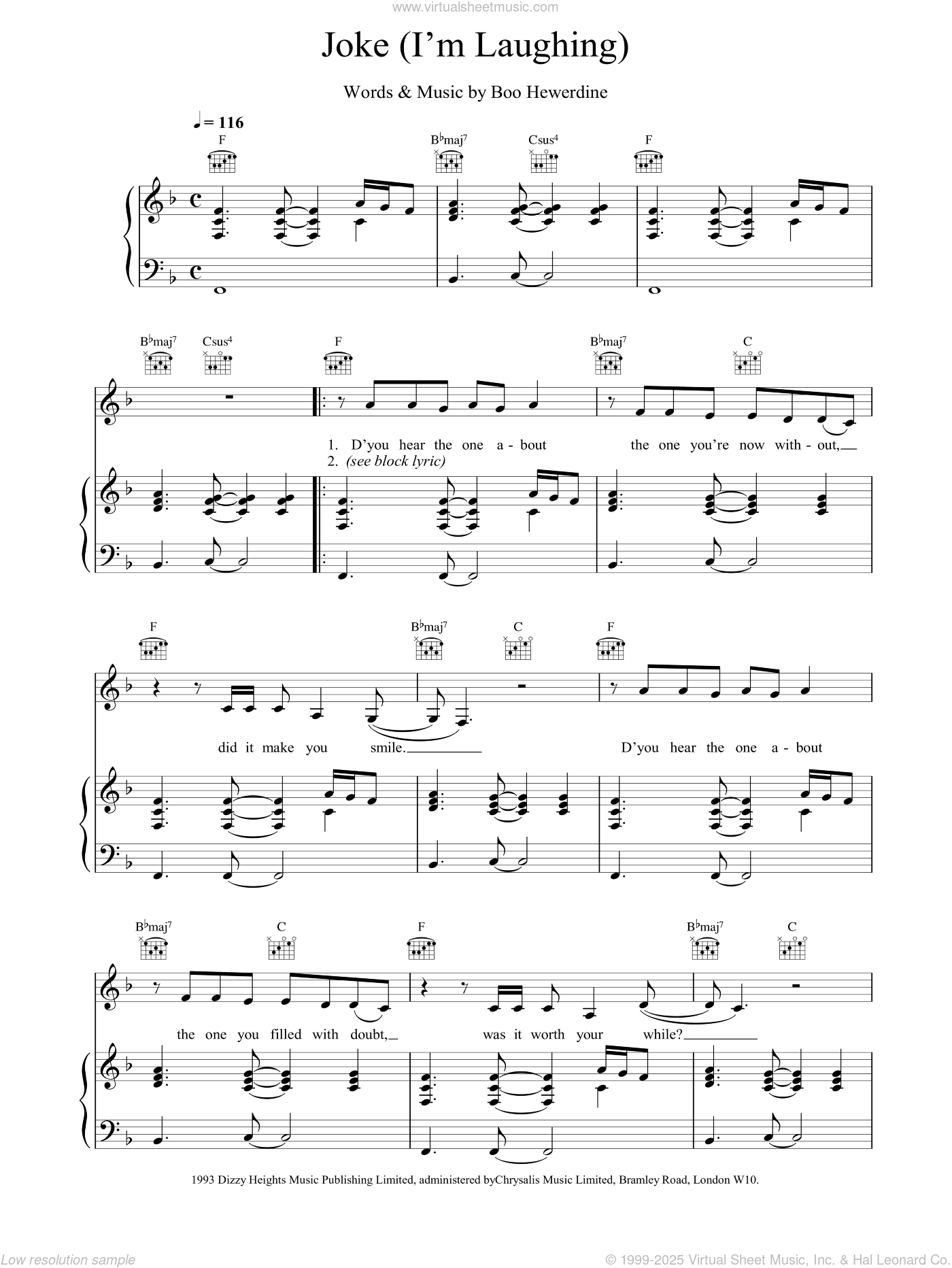 Joke (I'm Laughing) sheet music for voice, piano or guitar (PDF)