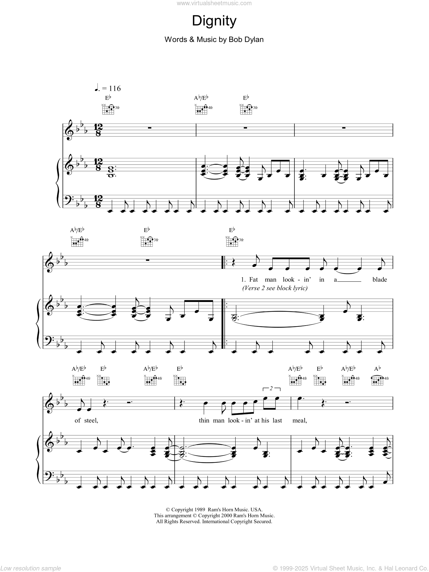 Dignity sheet music for voice, piano or guitar (PDF)