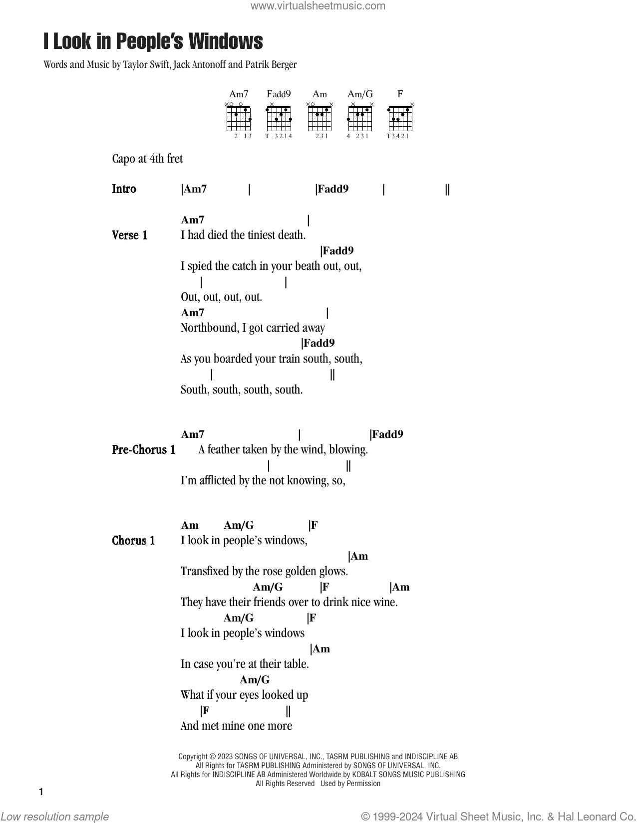 I Look in People's Windows sheet music for guitar (chords) (PDF)