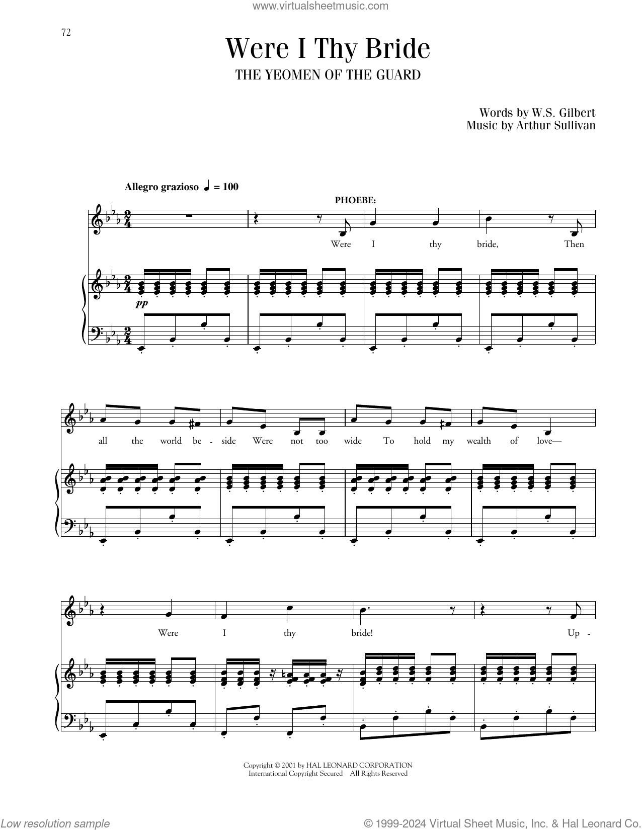 Were I Thy Bride (from The Yeomen Of The Guard) sheet music for voice ...
