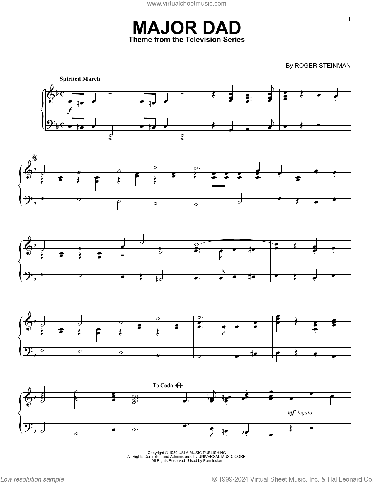 Major Dad sheet music for piano solo (PDF-interactive)