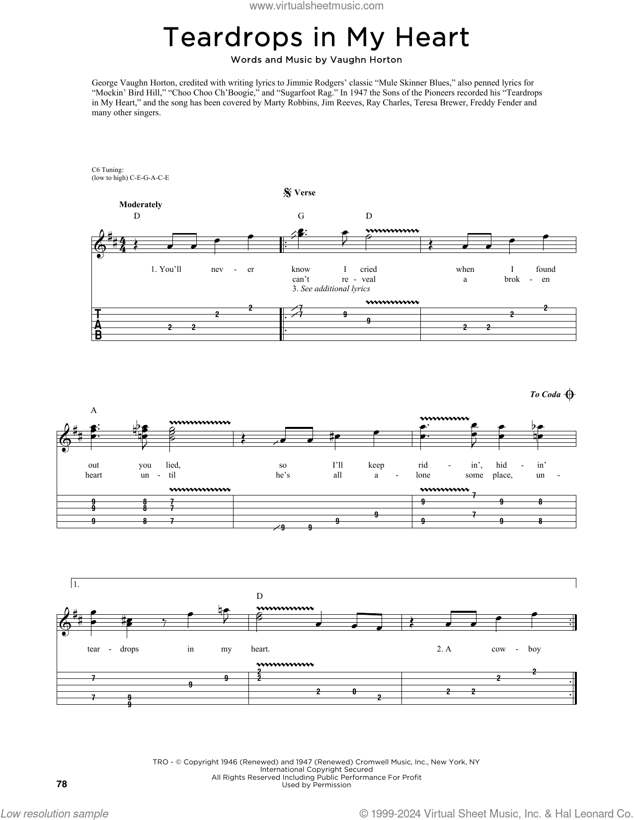 Teardrops In My Heart (arr. Fred Sokolow) sheet music for guitar ...