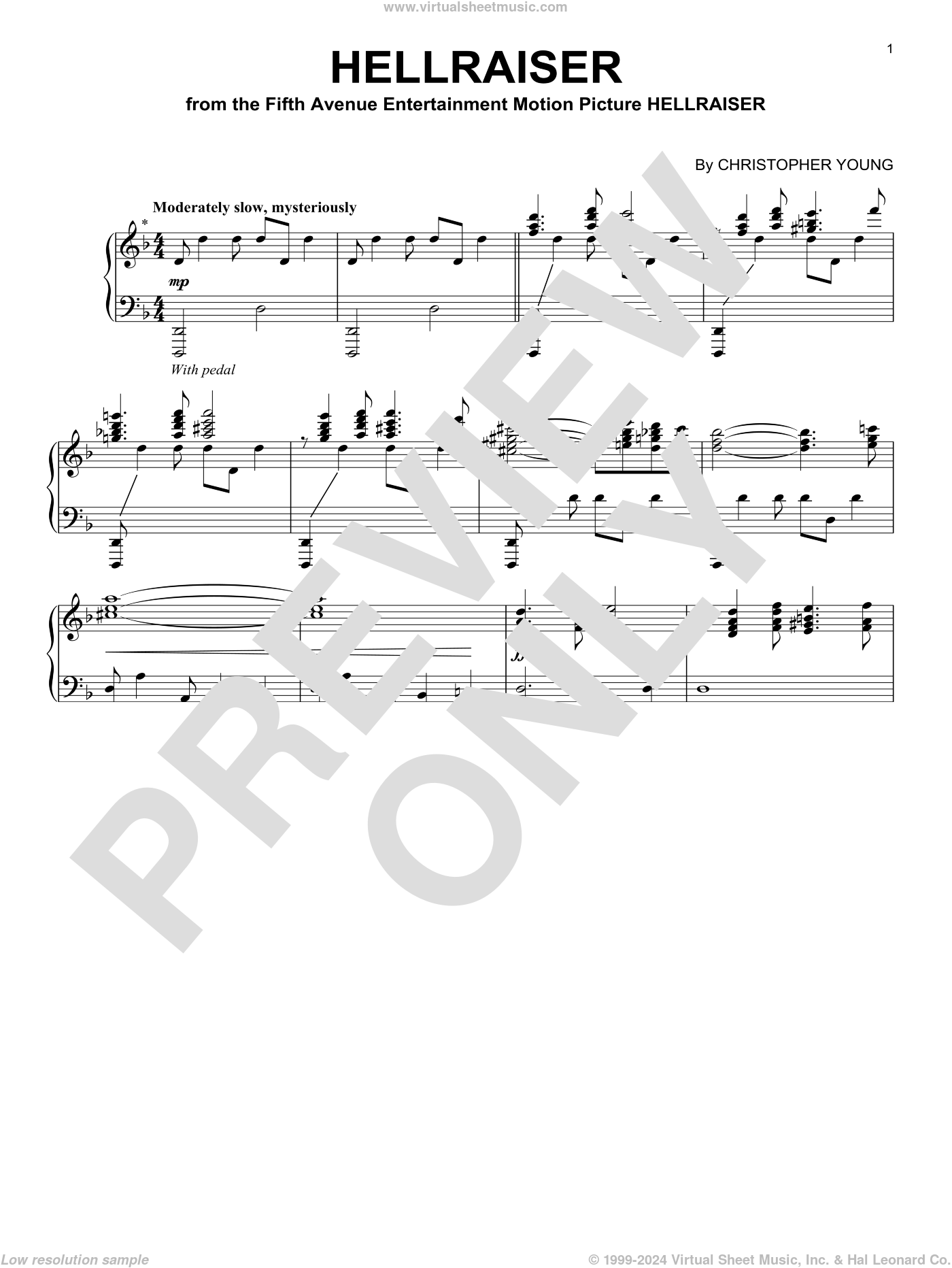 Hellraiser sheet music for piano solo (PDF-interactive)