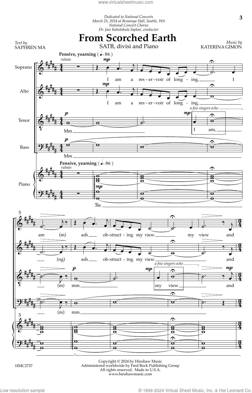 From Scorched Earth sheet music for choir (SATB: soprano, alto, tenor ...