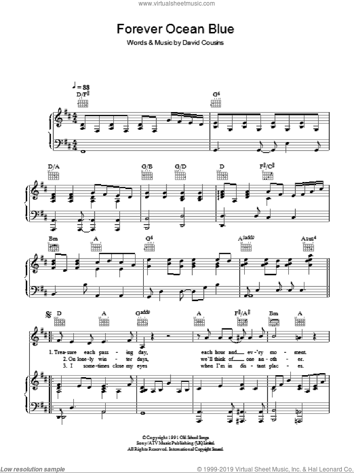 Forever Ocean Blue sheet music for voice, piano or guitar (PDF)