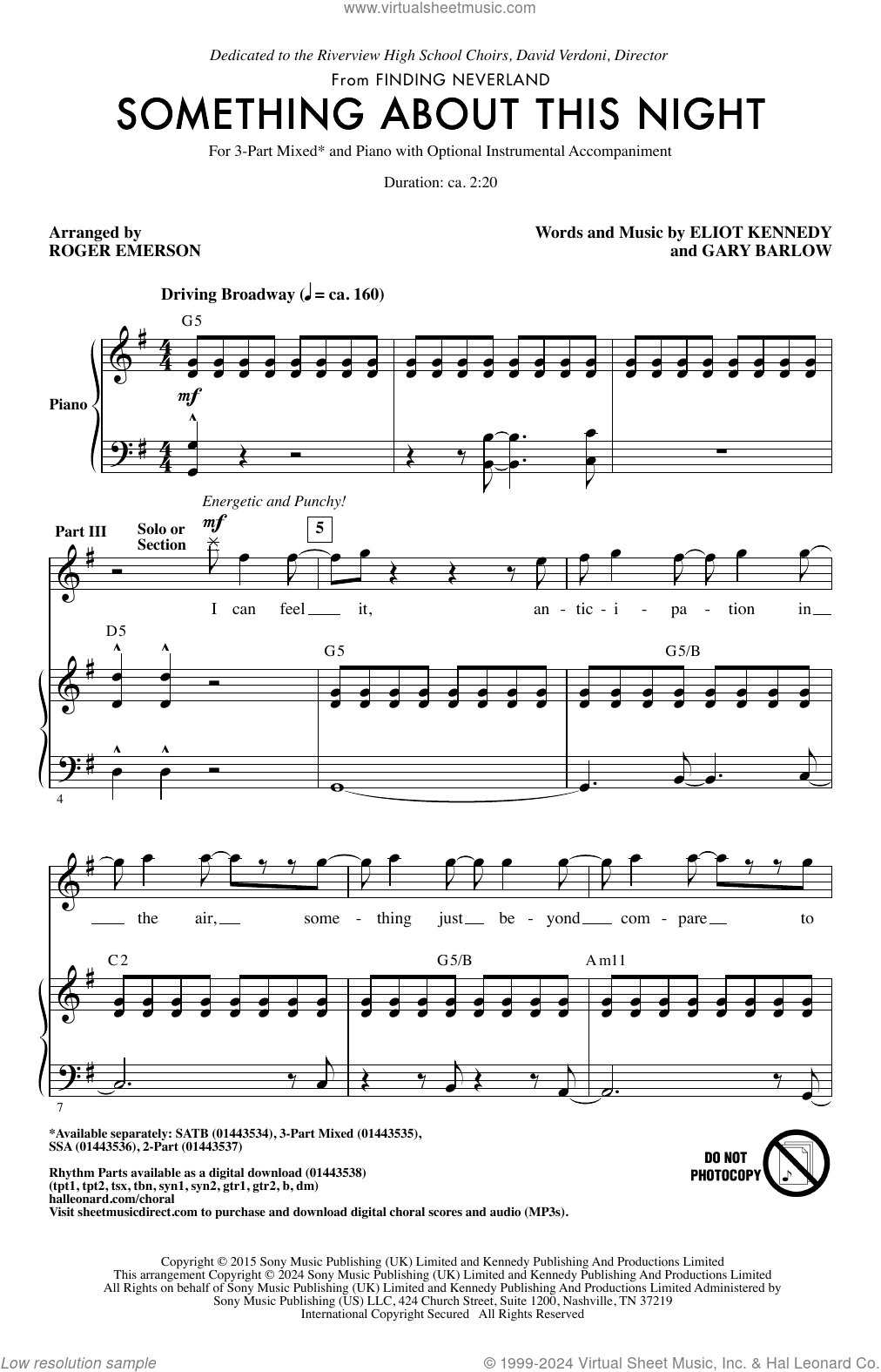 Something About This Night (from Finding Neverland) (arr. Roger Emerson ...