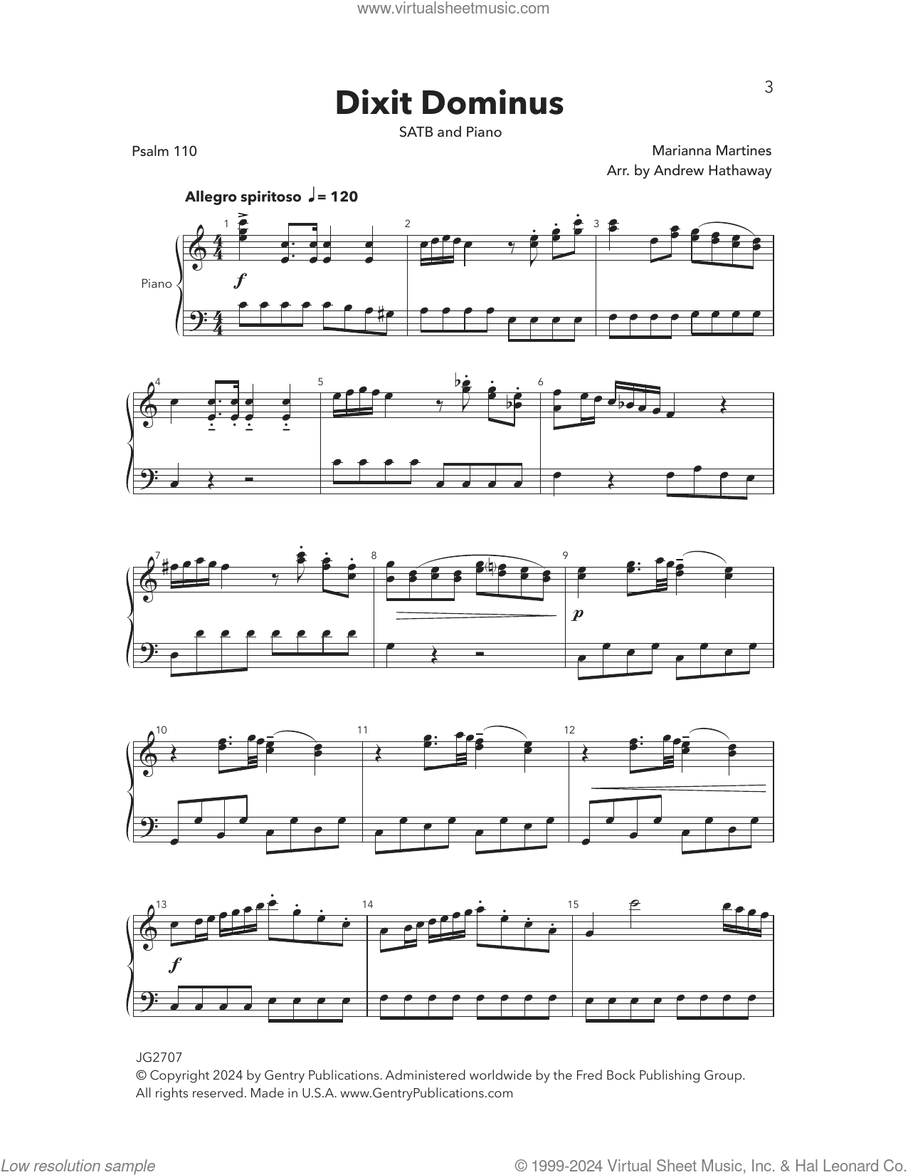 Dixit Dominus (arr. Andrew Hathaway) sheet music for choir (SATB ...