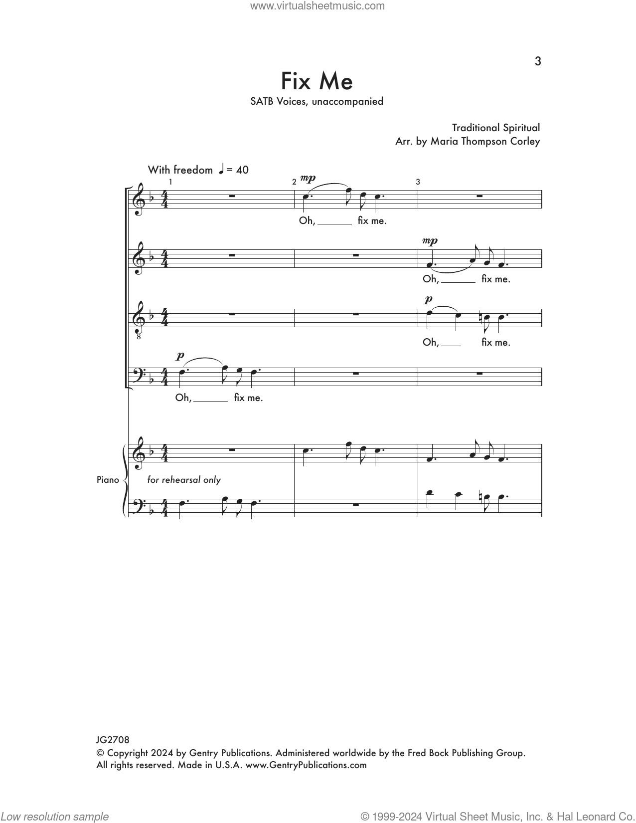 Fix Me sheet music for choir (SATB: soprano, alto, tenor, bass)