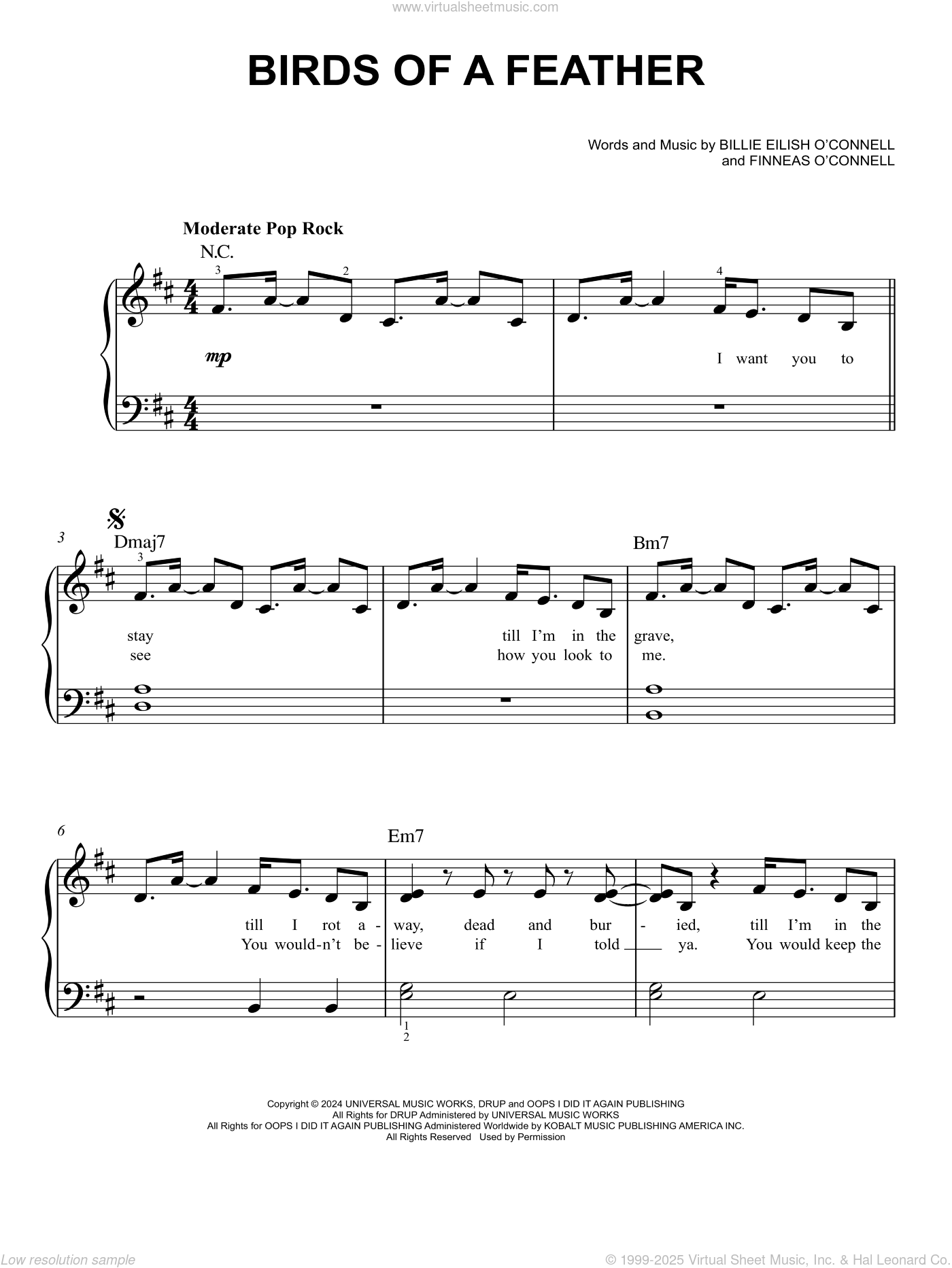 BIRDS OF A FEATHER sheet music for piano solo (PDF-interactive)