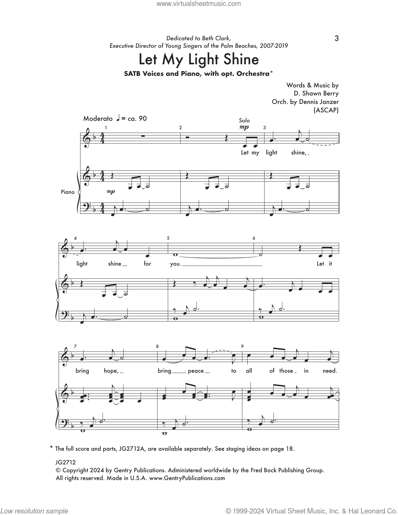 Let My Light Shine sheet music for choir (SATB: soprano, alto, tenor, bass)