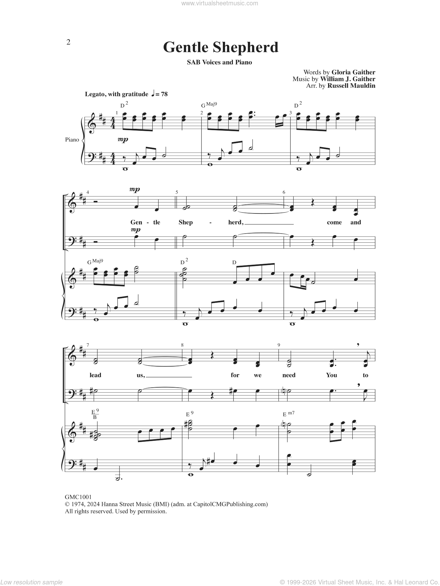 Gentle Shepherd (arr. Russell Mauldin) sheet music for choir (SAB ...